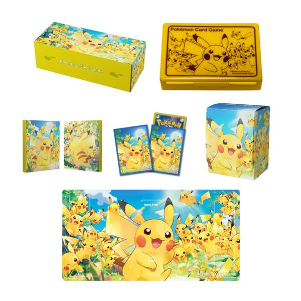 送料無料◆ポケモンカードゲーム ピカチュウ大集合 サプライ6種セット (デッキシールド/デッキケース/ダメカンケース/ロングカードボックス/ラバープレイマット/コレクションファイル) ポケモン ※こちらは・デッキシールド ピカチュウ大集合・...