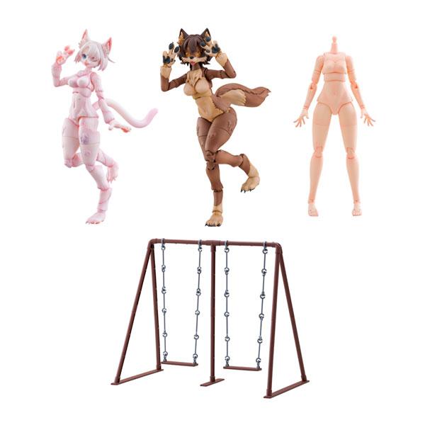 送料無料◆アオシマ けもプラ 4種セット (No.KP-01R カオマニー/No.KP-02R ニホンオオカミ/No.KO-01R ヒトパーツセット/No.KA-01 ぶらんこ) プラモデル ※こちらは・けもプラ No.KP-01R カオマ...