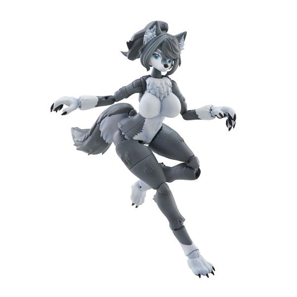 アオシマ けもプラ KP-03R ハイイロオオカミ プラモデル 棲息地域や個体によって、灰色、黒、白、茶色など体毛の色が様々ありますが、キットではダークグレーとライトグレーの二色で成型されています。ニホンオオカミより大きいファーやシッポ、緩...