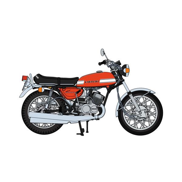 ハセガワ 1/12 カワサキ 500-SS/MACH III (H1A) “レッドカラー” プラモデル 21775 パールキャンディレッドの1971年式モデルを再現！えぐりなしのタンク部品をセットします。タンクパーツカラーはレッド。ハンドル...