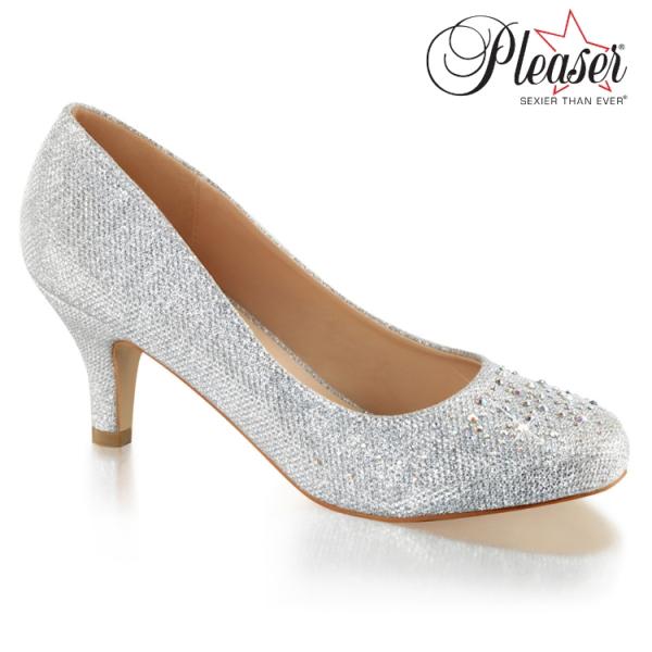 Pleaser プリーザー キャバ パンプス ローヒール 大きいサイズ 小さいサイズ 銀色 シルバー グリッター ラメ 6 cm ヒール 7 cm ヒール レディース メンズ ピンヒール 女性 男性 用 ローヒール プレーントゥ 6センチ ...