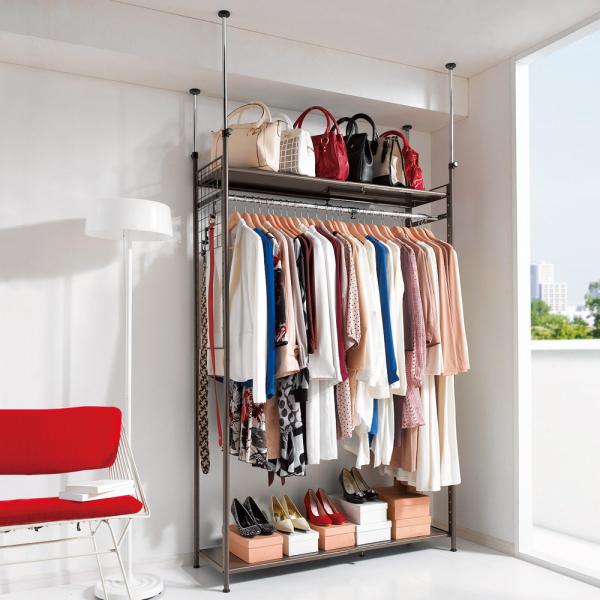 デッドスペースを収納空間に大変身できる便利アイテム●ピアノやデスク上、チェストの上を有効活用できるフレキシブルラック●ハンガーバー1本・可動棚は2枚付きで、様々な用途に対応可能●コンパクトな空間をより有効活用できるのが大きな魅力です高さは3...