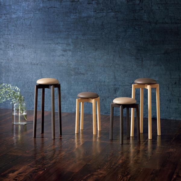 北海道産材 マッシュルームスツール 高さ60cm ［匠工芸・たくみこうげい］ 椅子 チェア カウンターチェア ディノス dinos 人気 おしゃれ北海道ナラの木、北海道産牛革で旭川の家具職人が丁寧に仕上げたスツール。日本の風土にあった素材を...