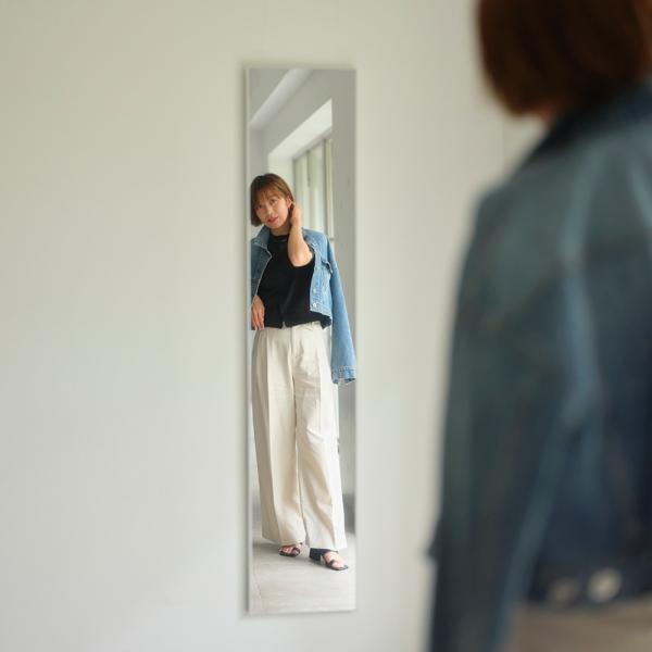 スタイリスト小山田早織×ディノス「割れない軽量フィルムミラー」コラボモデル 姿見30×150cm 防災用品 防犯用品 耐震グッズ ディノス dinos 人気 おしゃれ人気スタイリスト・小山田早織さんのこだわりが詰まったコラボモデル誕生！仕事...