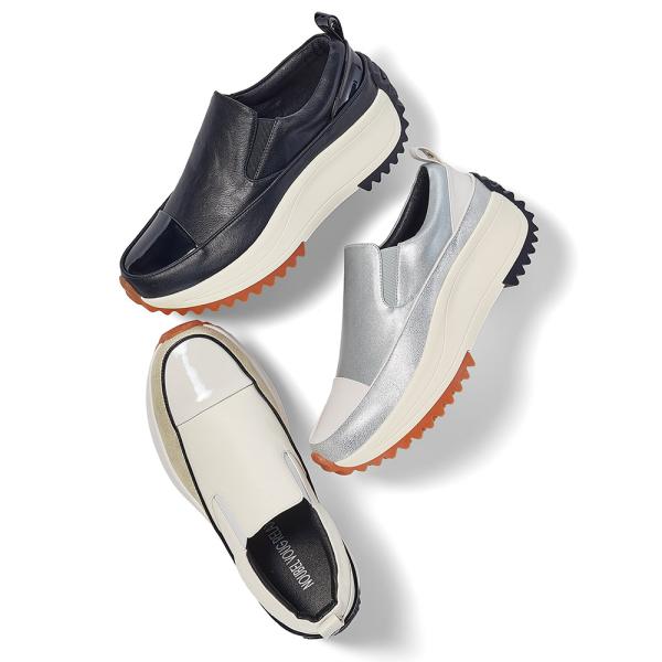 ヌーベルヴォーグ リラックス 厚底切替 スリッポン スニーカー コンフォートシューズ コンフォートパンプス シューズ ディノス dinos 人気 おしゃれ 30代 40代 50代 60代 レディースボリューム感のある厚底とシャークソールがポ...