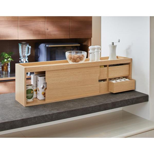 ≪引き出しタイプ 幅45cm≫Mihas/ミハス薄型カウンター上収納庫 キッチン用品収納 シンク 水周り ディノス dinos 人気 おしゃれ薄型奥行18cm、あまり広くないキッチンの返し天板にもぴったりフィットできるサイズ感が魅力■キッチ...