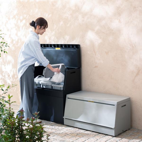 樹脂製 ゴミ保管庫 120L 保管庫 ディノス dinos 人気 おしゃれ大容量なのに幅85センチなのでお庭やベランダに置けるのが嬉しい。耐候剤配合で耐久性も抜群です。