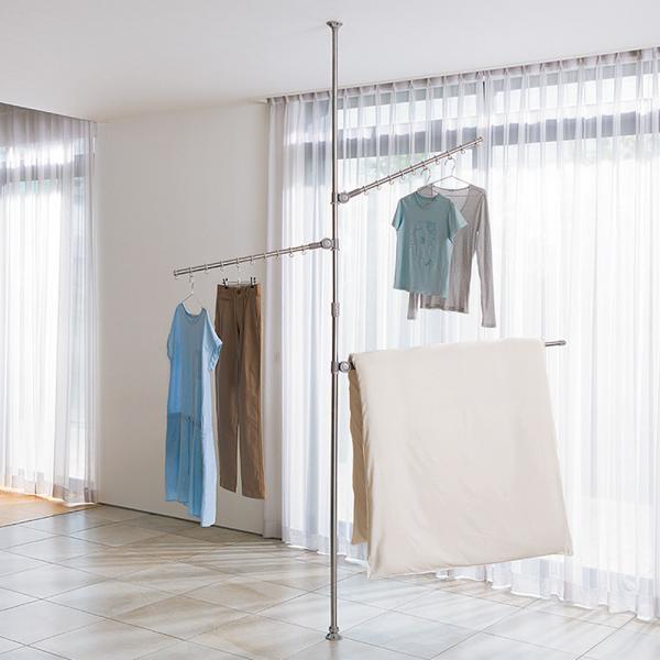 「どこでもポール」ワンタッチつっぱり物干し アーム2本＋布団干し1本（室内用） 洗濯用品 物干し 布団干し ディノス dinos 人気 おしゃれ●ワンタッチでつっぱりポールを1本立てるだけで、好きな場所が物干し場になる人気のシリーズ。●移動...