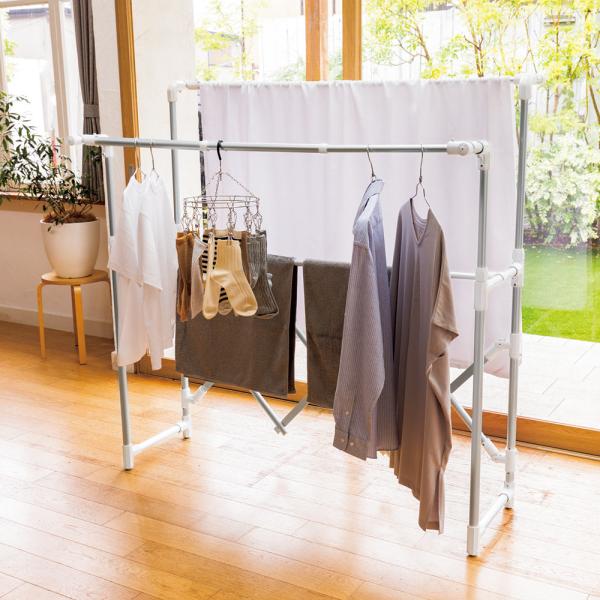 ミニマムビッグ物干し レギュラータイプ（キャスターなし） 洗濯用品 物干し 室内 屋外 洗濯物干し台 ディノス dinos 人気 おしゃれ毎日変わる洗濯物の量に対応！洗濯物の量は、毎日同じとはかぎりません。出張や合宿帰りの家族がいる時は洗濯...