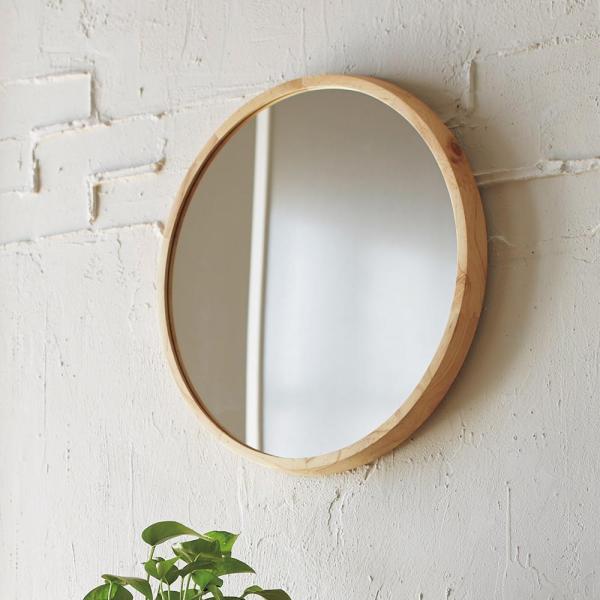 Bottona/ボットナ 天然木壁掛けミラー・ウォールミラー 径46.5cm インテリア雑貨 スタンドミラー 姿見 全身鏡 ディノス dinos 人気 おしゃれシンプルでも存在感あり。インテリアに馴染みやすい、ワンポイントになる天然木フレー...