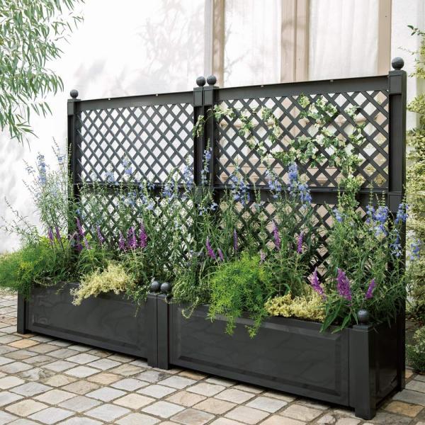 ドイツKHW社製 プランター付きトレリス ワイド ディノス dinos 人気 おしゃれヨーロッパの香り感じるエレガントなたたずまい。耐候性に優れた樹脂製なので雨水は流れ落ち、汚れも拭き取るだけ。清潔感を保てるのでお気に入りの空間を長く楽しめ...