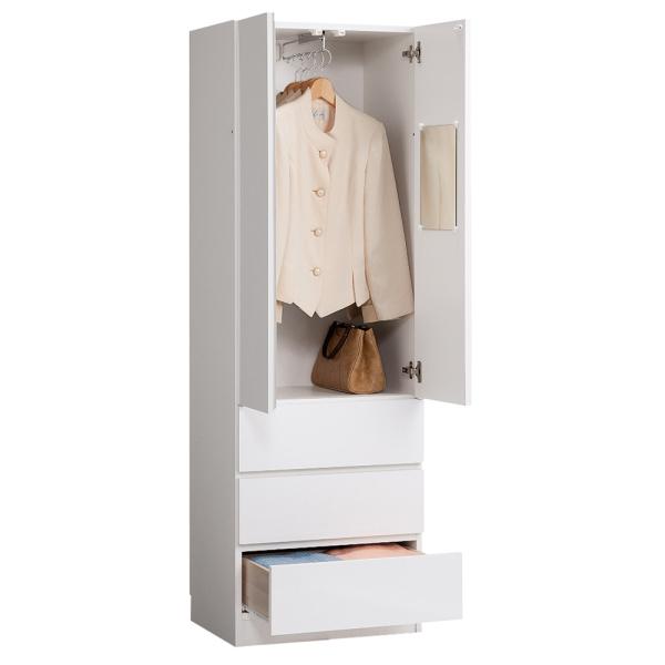 【薄型で省スペース！】梁避け対応システムユニット 奥行44cmタイプ ハンガー収納＆引き出し 衣類収納 ワードローブ クローゼット ディノス dinos 人気 おしゃれ高さ180cm・幅59cm・奥行44cmのユニット収納システム家具。●ク...