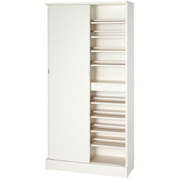 効率収納できる段違い棚シェルフ ［本体 板扉タイプ 引き戸 幅90cm］ 奥行36cm 高さ180cm 本棚 ラック シェルフ 突っ張り収納 ディノス dinos 人気 おしゃれ〜収納力＋機能性の融合〜◆大量収納が可能な壁面収納。◆段違い棚...