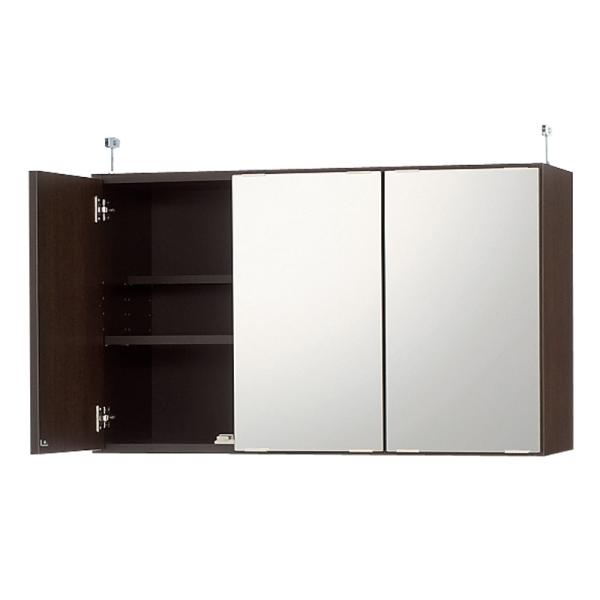 効率収納できる段違い棚シェルフ ［突っ張り上置き ミラー扉タイプ 開き戸 幅90cm］ 上置き高さ54.5cm 本棚 ラック シェルフ 突っ張り収納 ディノス dinos 人気 おしゃれ〜収納力＋機能性の融合〜◆大量収納が可能ですっきりとし...