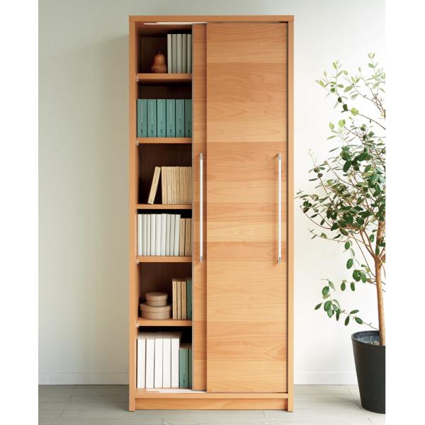 組立不要 アルダー引き戸頑丈本棚 幅75.5cm ハイタイプ 本棚 ラック シェルフ ウッドラック 木製シェルフ ディノス dinos 人気 おしゃれ〜本を大切にする人のための、贅を尽くした造り〜細部までこだわった丁寧なつくりで、永きにわた...