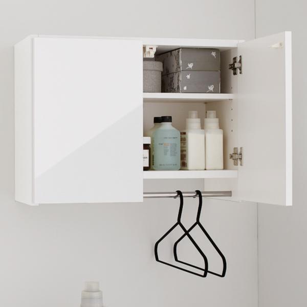 Jerid/ジェリド ハンガーバー付き吊り戸棚 幅59.5cm 洗濯用品 物干し 洗濯機ラック ランドリーラック ディノス dinos 人気 おしゃれつややかで高級感溢れる吊り戸棚で圧迫感なく、快適なランドリー収納を●水回りでのご使用を考え...