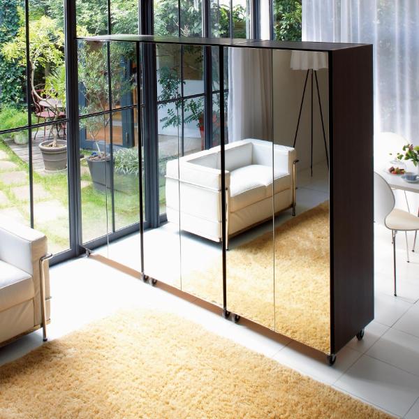 ワードローブ 移動式間仕切りクローゼットハンガー ミラー扉タイプ・ハンガー1段 リビング収納 パーテーション 間仕切り ディノス dinos 人気 おしゃれリビングやダイニングを間仕切りながら収納できるワードローブ●ミラー扉で空間を広く、明...