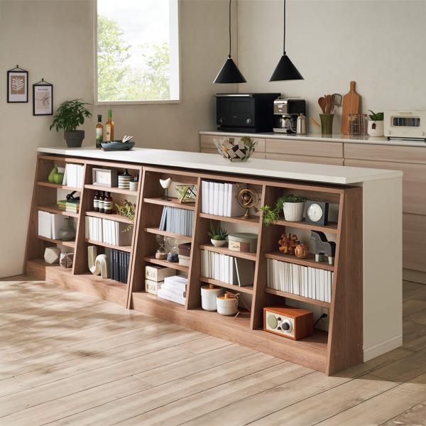 “組立不要になった” 圧迫感の少ない脚元安定カウンター下収納 幅120cm高さ85cm キッチン収納 キッチンカウンター下収納 ディノス dinos 人気 おしゃれ天板が狭いカウンター下にも収まってすっきり！◆奥行15.5cmで天板が狭いカ...