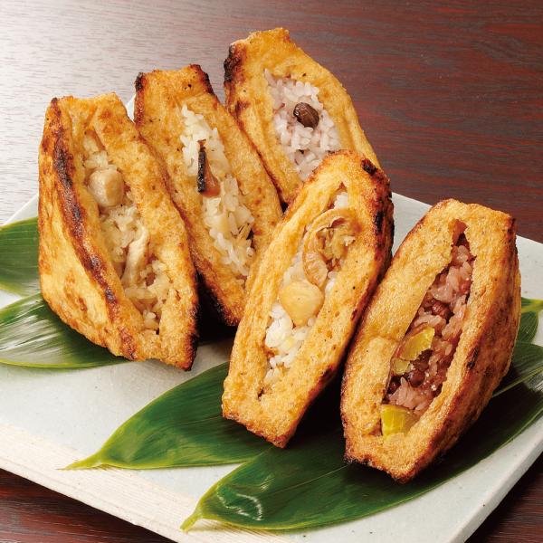 「加賀守岡屋」元祖焼きいなり（5種×2袋 計10袋） お惣菜 和惣菜 ディノス dinos 人気 おしゃれ分厚くて大きい油揚げ。その油揚げをこんがりパリッと焼き上げ、そこに厳選素材の混ぜご飯を詰め込みました。皮の食感と大豆の香ばしい風味が魅...