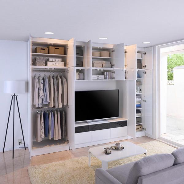 リビングワードローブ ハンガータイプ 幅80cm奥行56cm高さ180cm 衣類収納 ワードローブ クローゼット ディノス dinos 人気 おしゃれお出かけ前に上着を着て、帰宅後にそれを脱ぐ。幼いお子さまをお着替えさせる。家族みんなの洗濯...