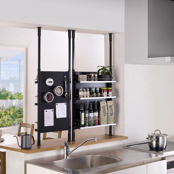 ≪幅40cm≫ 隠すも収納も叶える突っ張りキッチン収納ラック ロータイプ 高さ82cm-112cm奥行12.5cm キッチン収納 キッチンカウンター上収納 ディノス dinos 人気 おしゃれカウンター上の収納不足と見えすぎ問題を一挙に解決...