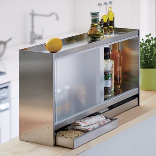 ステンレスカウンター上収納 引き出し付き 幅45奥行15cm 保存容器 キャニスター オイル 調味料入れ スパイスラック ディノス dinos 人気 おしゃれキッチンカウンターの上に収納を増やせます◆カウンターの上やシンク上で使えるスタイリ...