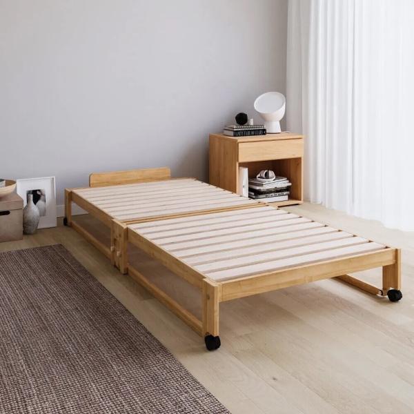 ≪ヘッドあり≫ 折りたたみ式ひのきすのこベッド ワイドシングル 幅106.5cm ベッド 木製ベッド ディノス dinos 人気 おしゃれ画像はシングルハイ ヘッドありタイプ（高さ45cm、床面まで36cm）です和室でも洋室でも活躍！ひのき...