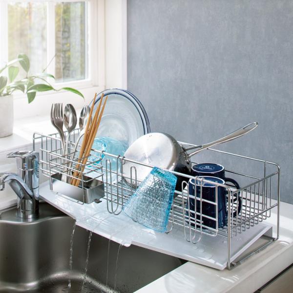 ≪フッ素加工ステンレストレー≫ 奥行58cmのシンクに渡せる水切り（スリム）選べるトレー 水切りかご ラック シンク周り用品 ディノス dinos 人気 おしゃれ