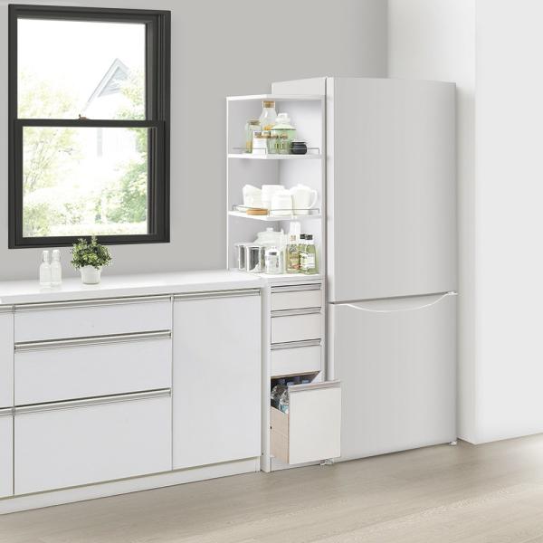 ［幅30奥行44.5cm］ 取り出しやすい2面オープンすき間収納庫 日本製 キッチン収納 キッチンストッカー 隙間収納 ディノス dinos 人気 おしゃれ良く使う物を取りやすい場所に。動線がスムーズになる便利なキッチン収納庫◆たった12c...