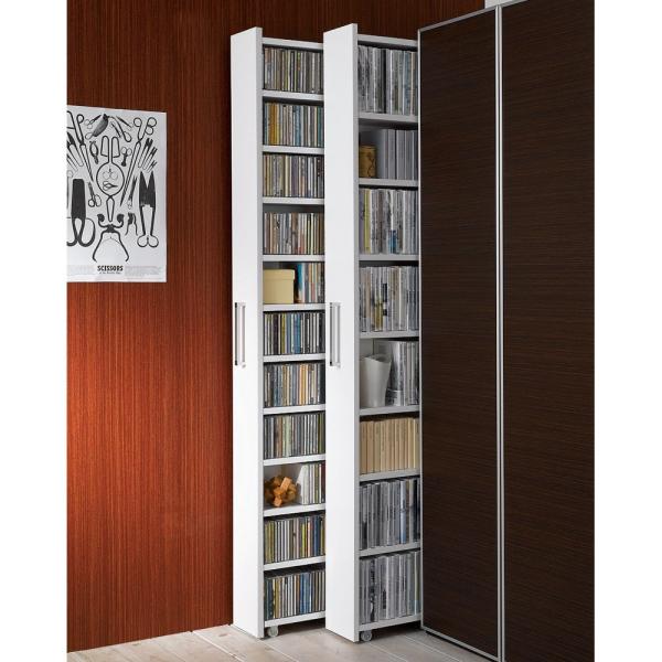 1cmピッチ スライド式すき間収納ワゴン 11段2列セット （CD収納用 可動棚板8枚タイプ） 本棚 ラック シェルフ CD DVDラック ディノス dinos 人気 おしゃれすき間を有効活用！1cmピッチ可動棚板で、あふれる本やAVソフト...