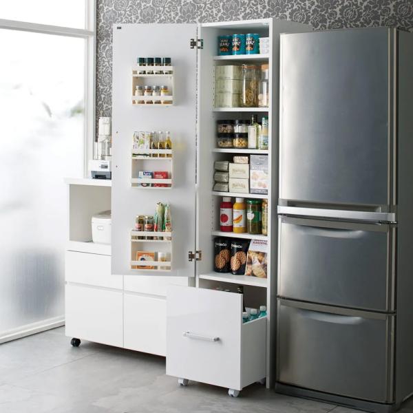 引き出して使える頑丈ワゴン付き キッチンストッカー 幅45cm キッチン収納 キッチンストッカー 隙間収納 ディノス dinos 人気 おしゃれ【キッチンストッカーと頑丈ワゴンを一緒に】◆ダストボックス・お米・食品・調味料・ペットボトル・一...