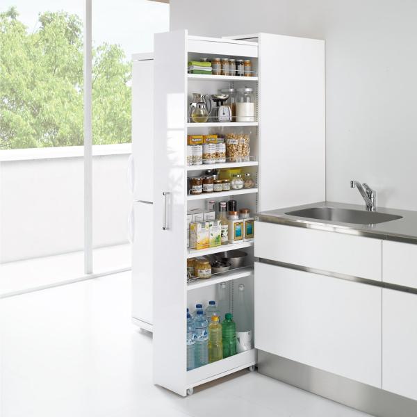 ボックス付きリバーシブル すき間収納庫 幅19奥行58cm トイレ 洗面所 ランドリー収納 洗面所収納 隙間収納 ディノス dinos 人気 おしゃれ目隠ししながらホコリを防いでスマートに収納力アップ◆たった15cmからの隙間がキッチンスト...