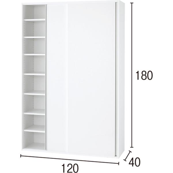 光沢仕様 引き戸壁面収納本棚 幅120奥行40高さ180cm 本棚 ラック シェルフ CD DVDラック  爆買 ディノス dinos 人気 おしゃれ扉の光沢が美しい、壁に溶け込むシンプルスライド扉収納庫◆文庫や新書、CD・DVDなど、どん...