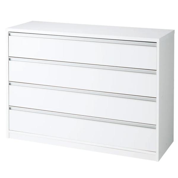 気軽に動かせる隠しキャスター付きワイドクローゼットチェスト 幅120cm・4段高さ86cm 衣類収納 押入れ クローゼット収納 ディノス dinos 人気 おしゃれ一目で見渡せるワイドな収納力！たっぷり収納しても軽く開け閉めできるストッパー...