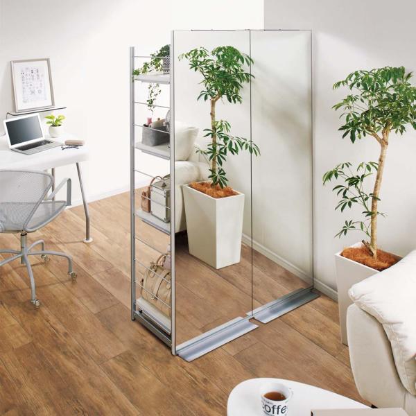 手軽に間仕切り パネル収納 「ミラータイプ」 棚4枚・幅120cm リビング収納 パーテーション 間仕切り ディノス dinos 人気 おしゃれ収納面とパネル面で手軽に間仕切りができる一台二役の間仕切りハンガーラックシリーズ。空間を間仕切り...