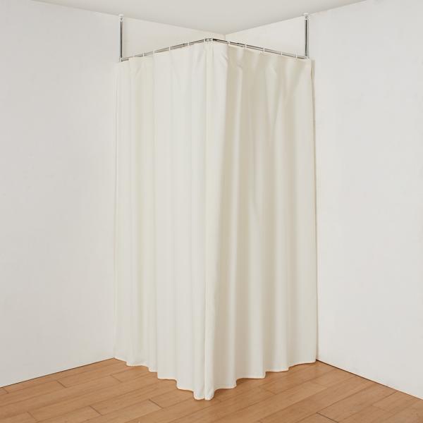 突っ張り式コーナー目隠しカーテン カーテン 間仕切りカーテン アコーディオンカーテン ディノス dinos 人気 おしゃれ必要な時だけサッと目隠し。お部屋の一角をカーテンで仕切って隠せる収納スペースが完成。●L字型のカーテンで、コーナーを目...