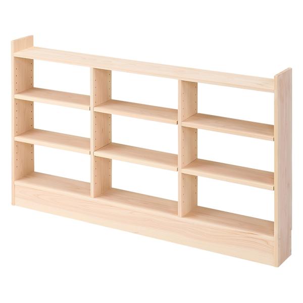 薄型奥行15cm国産東濃檜の天然木頑丈ラック 幅120cm高さ70cm キッチン収納 キッチンカウンター下収納 ディノス dinos 人気 おしゃれ使用例（左から幅150高さ100cm、幅90高さ70cm、幅150高さ70cm）国産天然木の...