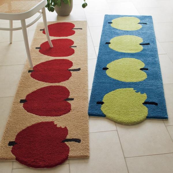 ≪約50cm×120cm≫ Finlayson OMPPU/フィンレイソン オンップ フック織マット カーペット ラグ マット キッチンマット  爆買 ディノス dinos 人気 おしゃれ大人の可愛らしさが人気のオンップ。リンゴが少しはみ出...