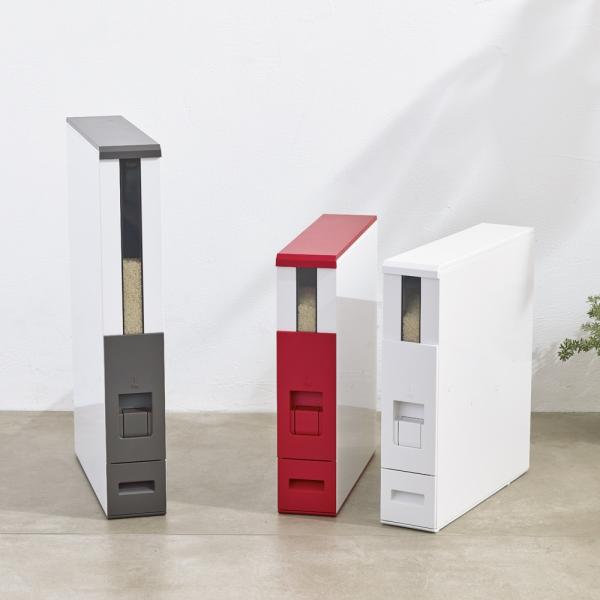 幅10cmの薄型米びつ（キャスター付き） 米6kg用 米びつ ライスストッカー ディノス dinos 人気 おしゃれ丈夫な鋼板製、キッチンの隙間における幅１０ｃｍ！わずか10cmのすき間に置ける省スペースの米びつです。中にお米が少し残ってい...