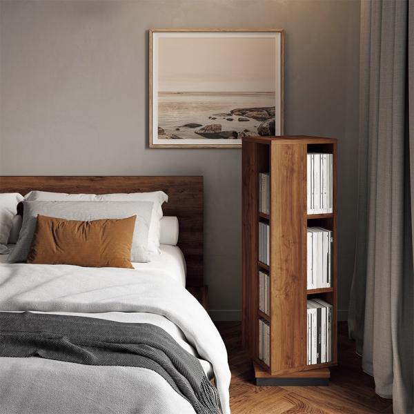 雑誌も収納できる完成品回転ラック 高さ113cm 幅・奥行34cm 本棚 ラック シェルフ ディノス dinos 人気 おしゃれわずかなスペースに、単行本、コミック、雑誌を大量収納。●雑誌もコミックも飾りたいものもまとめて。省スペース設計の...