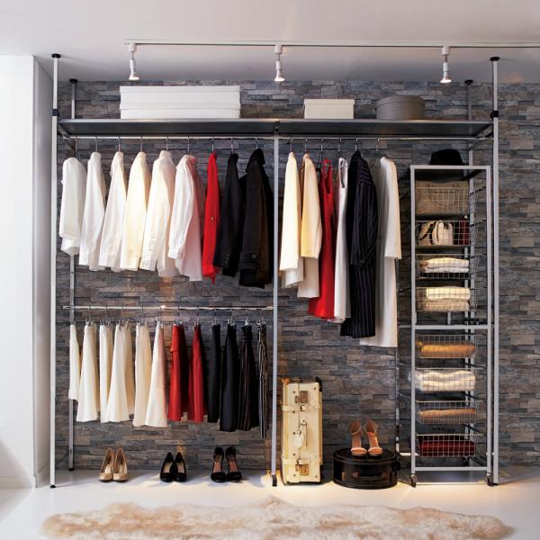 Shinevarie（シャインバリエ） クローゼットハンガーラック 幅150cm-250cm対応 衣類収納 クローゼットハンガー カバー ディノス dinos 人気 おしゃれ壁面を使って作るスタイリッシュなデザインのクローゼットハンガー●オ...