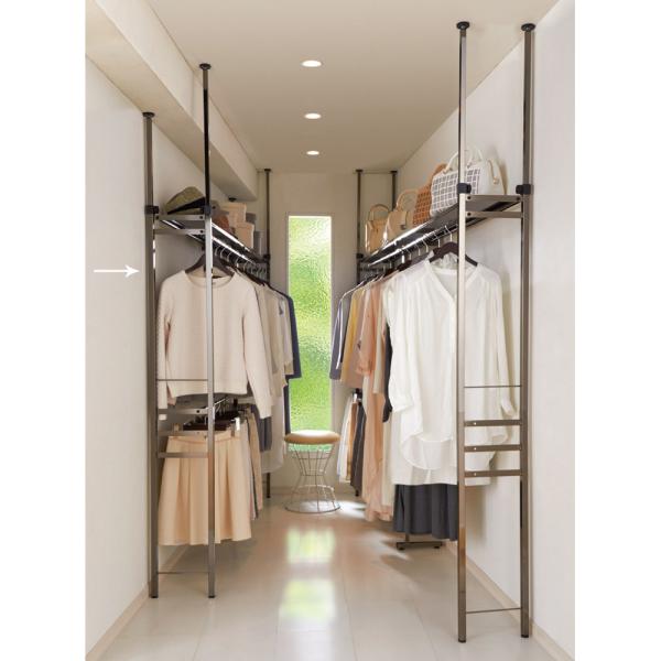 奥行30cm 光沢ブラッククローゼットハンガーラック ロータイプ・幅111-200cm 衣類収納 クローゼットハンガー カバー ディノス dinos 人気 おしゃれ〜デザインコンセプト　高級ブランドショップのイメージを〜高級ブランドショップ...