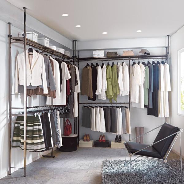 奥行30cm 光沢ブラッククローゼットハンガーラック ハイタイプ・幅140-250cm 衣類収納 クローゼットハンガー カバー ディノス dinos 人気 おしゃれ〜デザインコンセプト　高級ブランドショップのイメージを〜高級ブランドショップ...