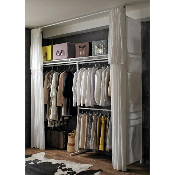 白でカスタマイズするホワイトハンガーシリーズ 上下・左右カーテン付き バスケットなし・ロータイプ（高さ185cm-246cm・幅137cm-230cm） ディノス dinos 人気 おしゃれカーテン付き・バスケットなし ロータイプお部屋の雰...