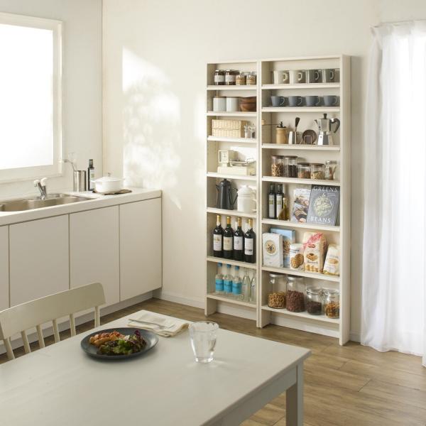 壁ピタ設置で突っ張らずに置ける超薄型ラック ハイタイプ高さ180cm 幅60cm奥行12cm キッチン収納 キッチンストッカー 隙間収納 ディノス dinos 人気 おしゃれブラウン　ハイタイプ高さ180cm幅80cm突っ張らずに置ける奥行...