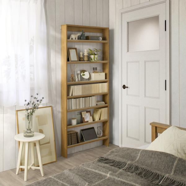 壁ピタ設置で突っ張らずに置ける超薄型ラック ハイタイプ高さ180cm 幅80cm奥行12cm 本棚 ラック シェルフ コレクションケース ディスプレイラック 飾り棚 ディノス dinos 人気 おしゃれブラウン　ハイタイプ高さ180cm幅8...