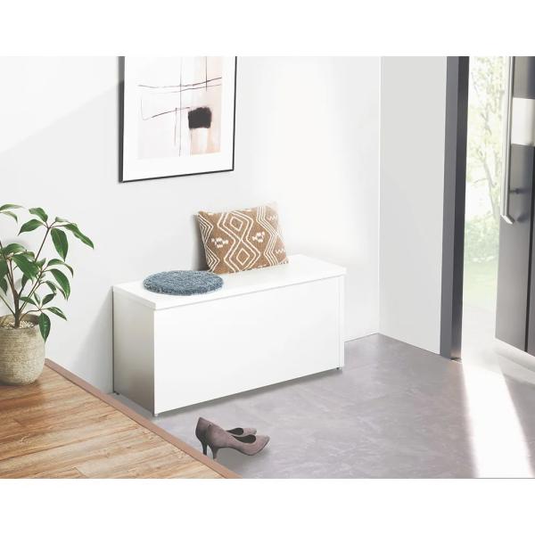 玄関収納 収納ボックス 大容量 スツール 下駄箱 チェア 椅子 リビング 耐荷重100kg！組立不要 収納庫付ベンチ ボックスタイプ・幅90cm奥行31cm ディノス dinos 人気 おしゃれ狭い玄関スペースでも置けちゃう！置くだけで空間...