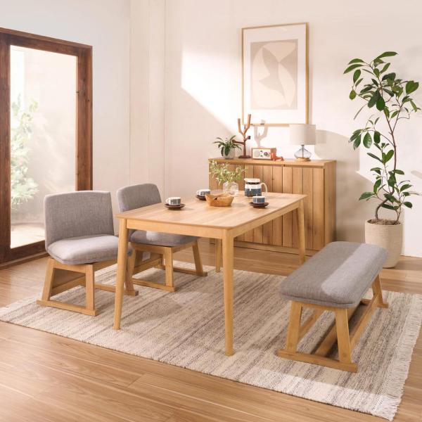 北欧風ナチュラルダイニングこたつシリーズ テーブル 135cm×80cm こたつ こたつテーブル ディノス dinos 人気 おしゃれコーディネート例　ナチュラル　お届けはテーブルです。写真は別売りの回転式チェア2脚・ベンチとの組合せです。...