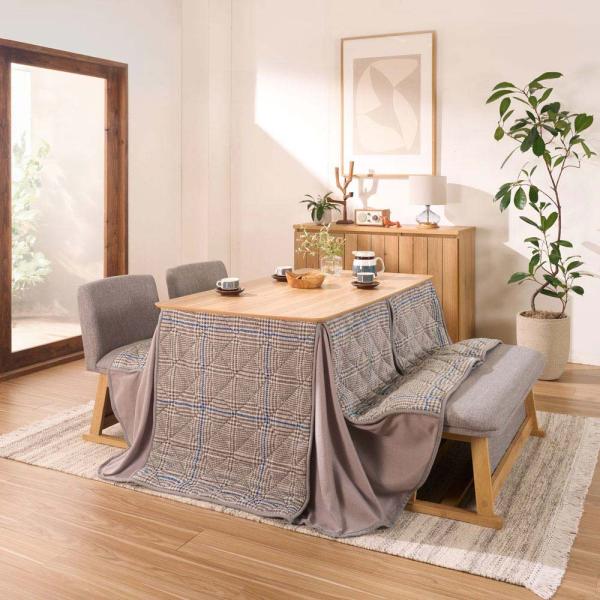 北欧風ナチュラルダイニングこたつシリーズ フランネルこたつ掛け布団 135cm×80cm用 こたつ こたつ布団 ディノス dinos 人気 おしゃれコーディネート例　ナチュラル　お届けは掛け布団です。写真は別売りのテーブル・回転式チェア・ベ...