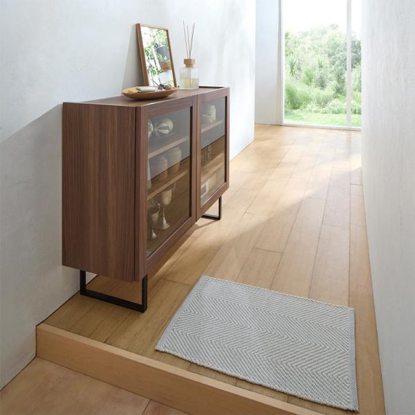 段違い棚のディスプレイキャビネット ガラス戸タイプ 幅80cm リビング収納 キャビネット リビングボード ディノス dinos 人気 おしゃれホワイト木目　幅120cmタイプ段違い棚とガラス扉でコレクションを楽しむ薄型キャビネットギャラリ...